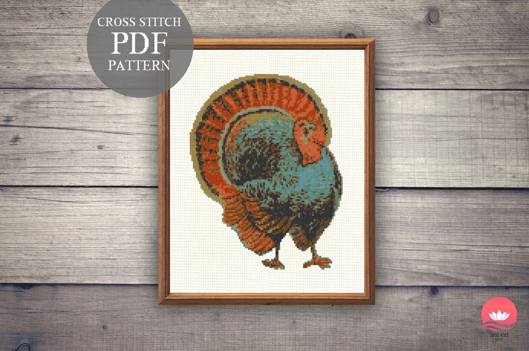 Vintage Turkey Cross Stitch Pattern. Turkey Bird Cross Stitch Pdf ...