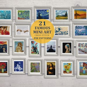21 Mini Art Cross Stitch PDF Patterns Set, Mini Masterpieces Van Gogh ...