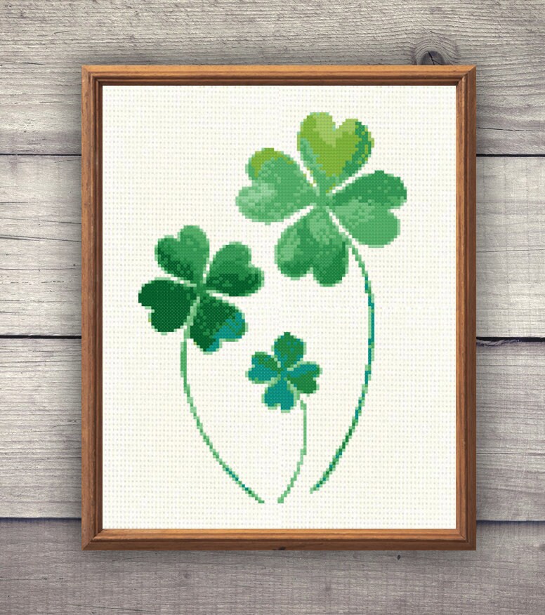 15 Lucky Four Leaf Clovers Cross Stitch Pdf Patterns Set. - Etsy