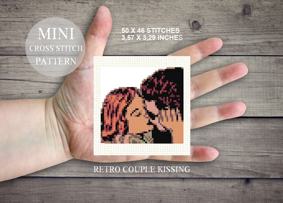 MINI Retro Couple Kissing Cross Stitch PDF Pattern. Kiss Love - Etsy UK