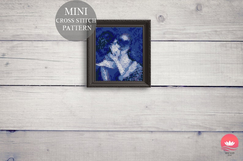 MINI Blue Lovers Marc Chagall Cross Stitch PDF Pattern. Famous - Etsy