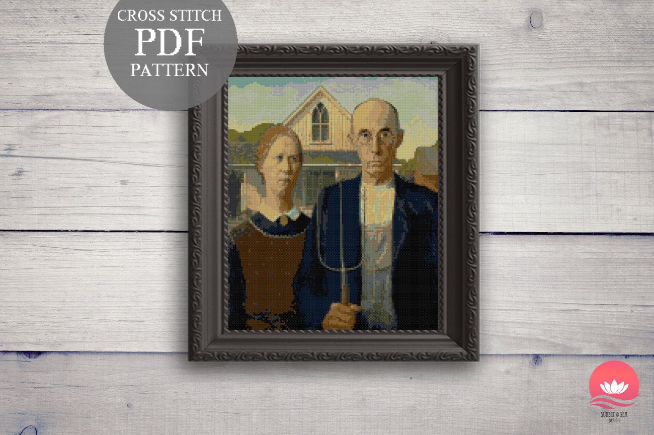 American Gothic Grant Wood Cross Stitch Pattern. Grant Wood - Etsy