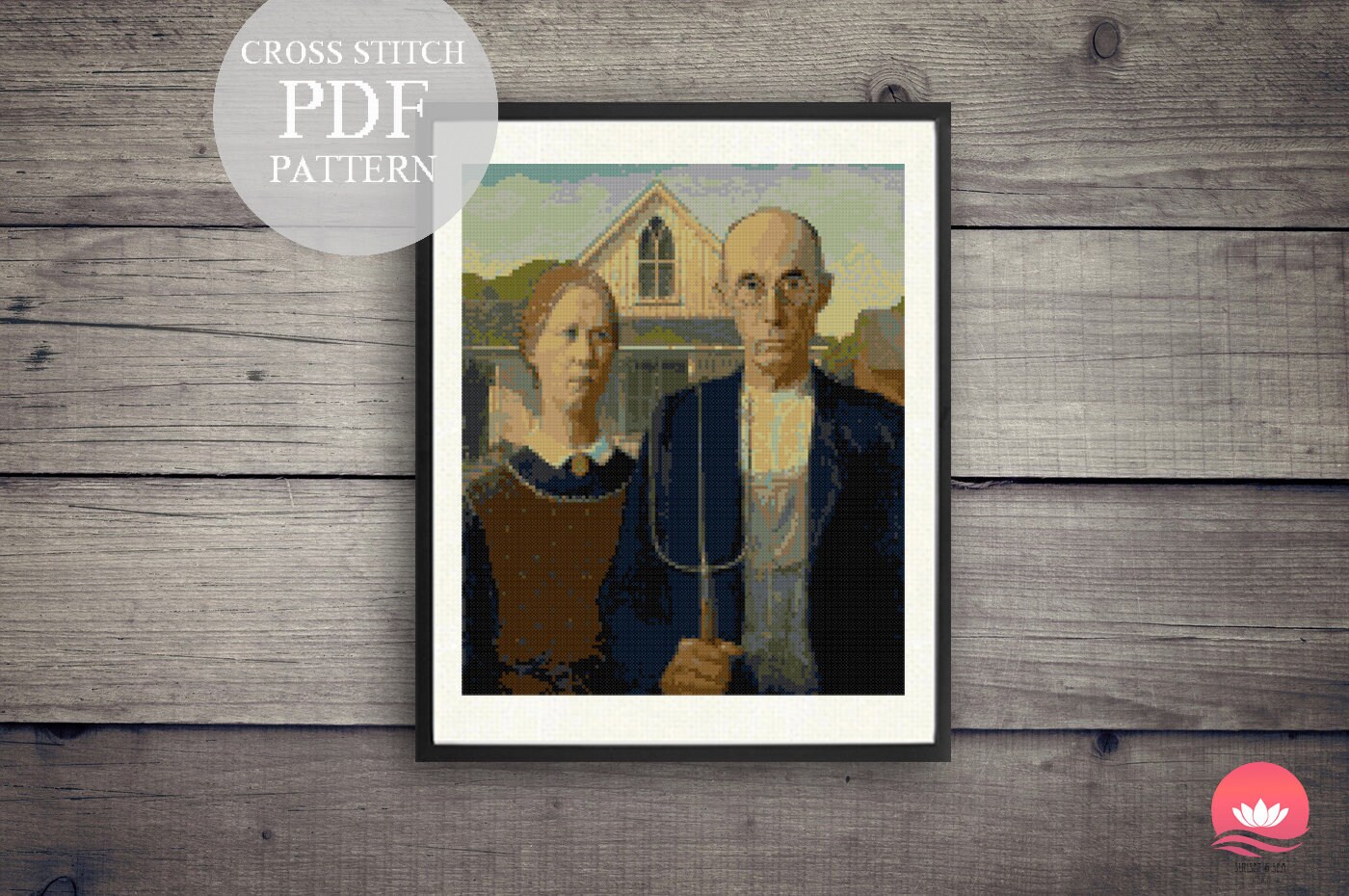 American Gothic Grant Wood Cross Stitch Pattern. Grant Wood Cross ...