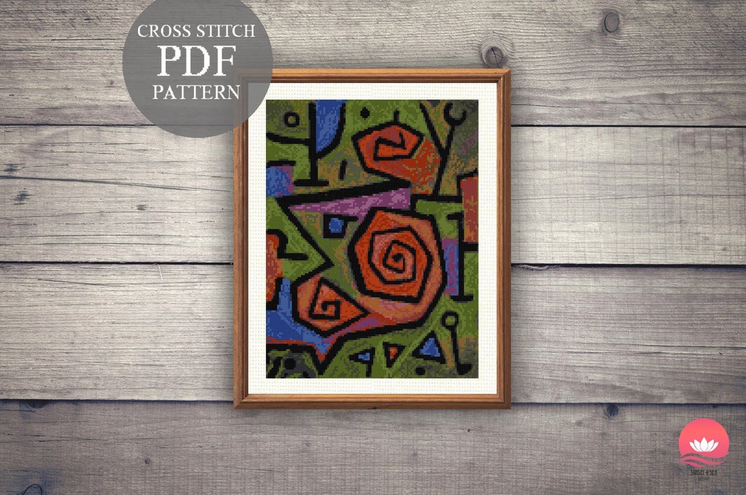 Heroic Roses Paul Klee Cross Stitch Pattern. Abstract Cross Stitch Pdf ...