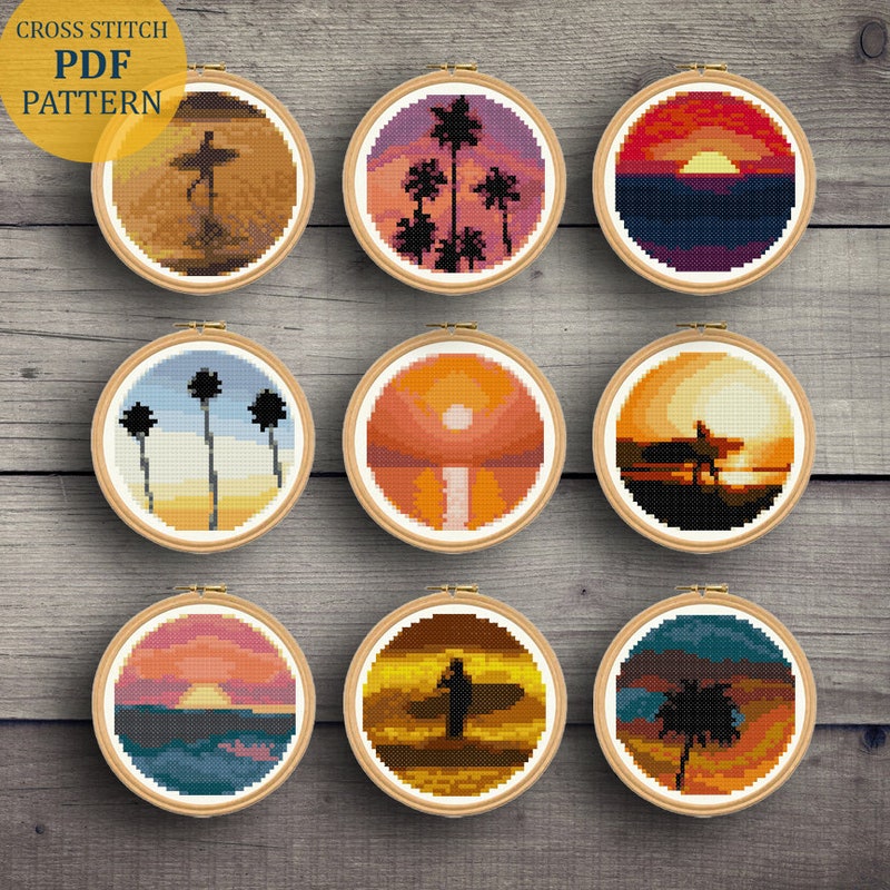 Cross Stitch Sunset - Etsy