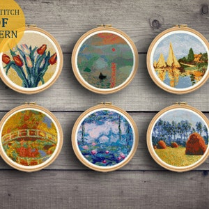 6 Claude Monet Cross Stitch Patterns Set. Impression Sunrise Cross ...