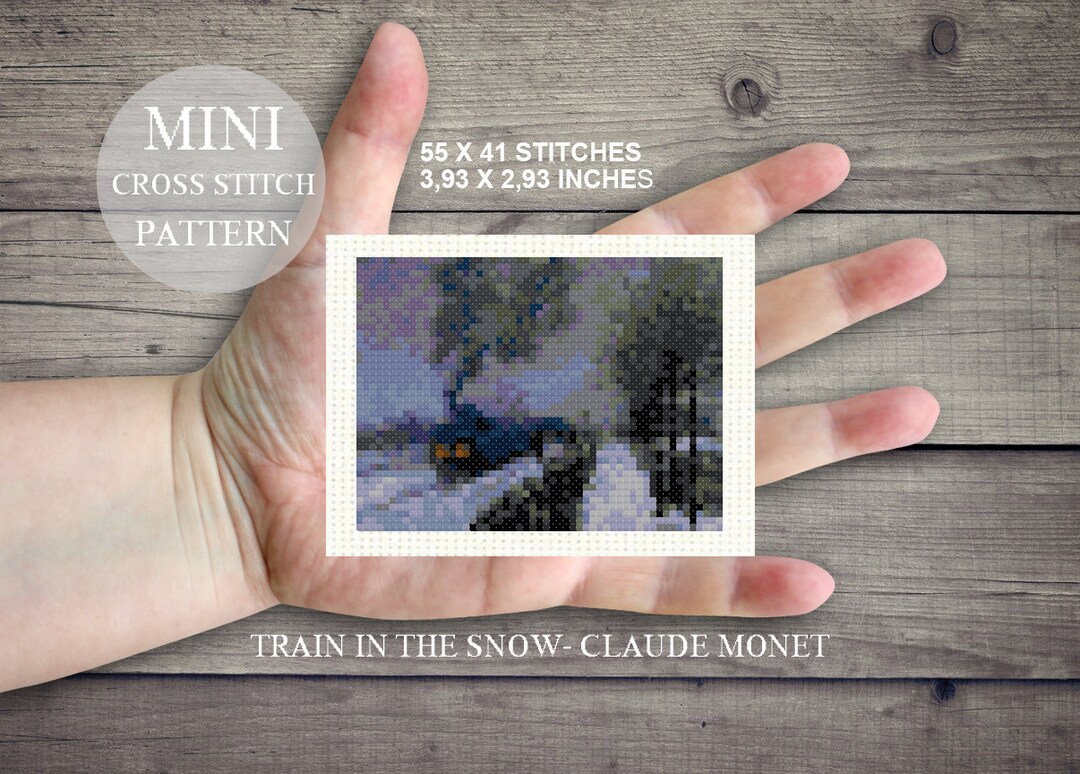 MINI Train in the Snow Locomotive Claude Monet Cross Stitch PDF Pattern ...