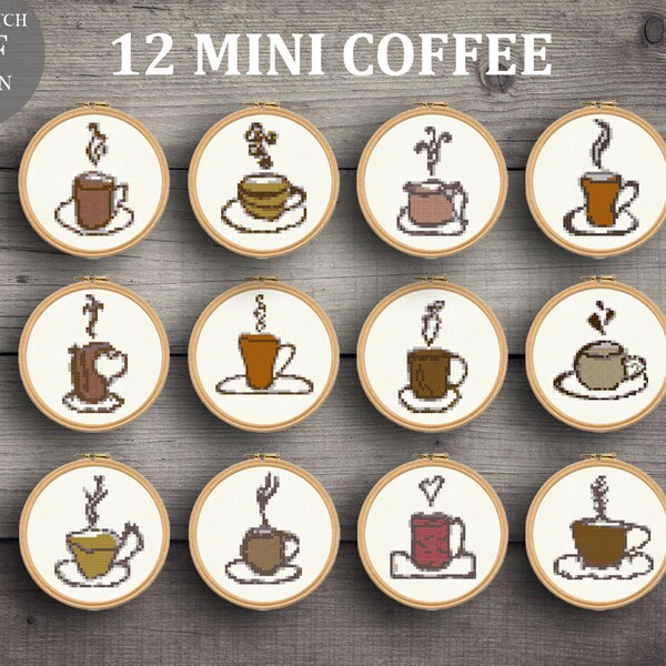 Cross Stitch Coffee Cups - Etsy