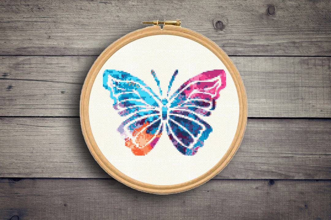 Colorful Butterfly Cross Stitch Pattern. Butterfly Cross - Etsy