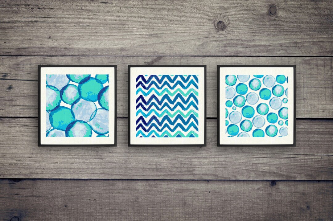 3 Watercolor Water Drop Cross Stitch Patterns Set. Bubble - Etsy
