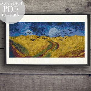 Wheatfield With Crows Van Gogh Cross Stitch Pattern. Van Gogh Cross ...
