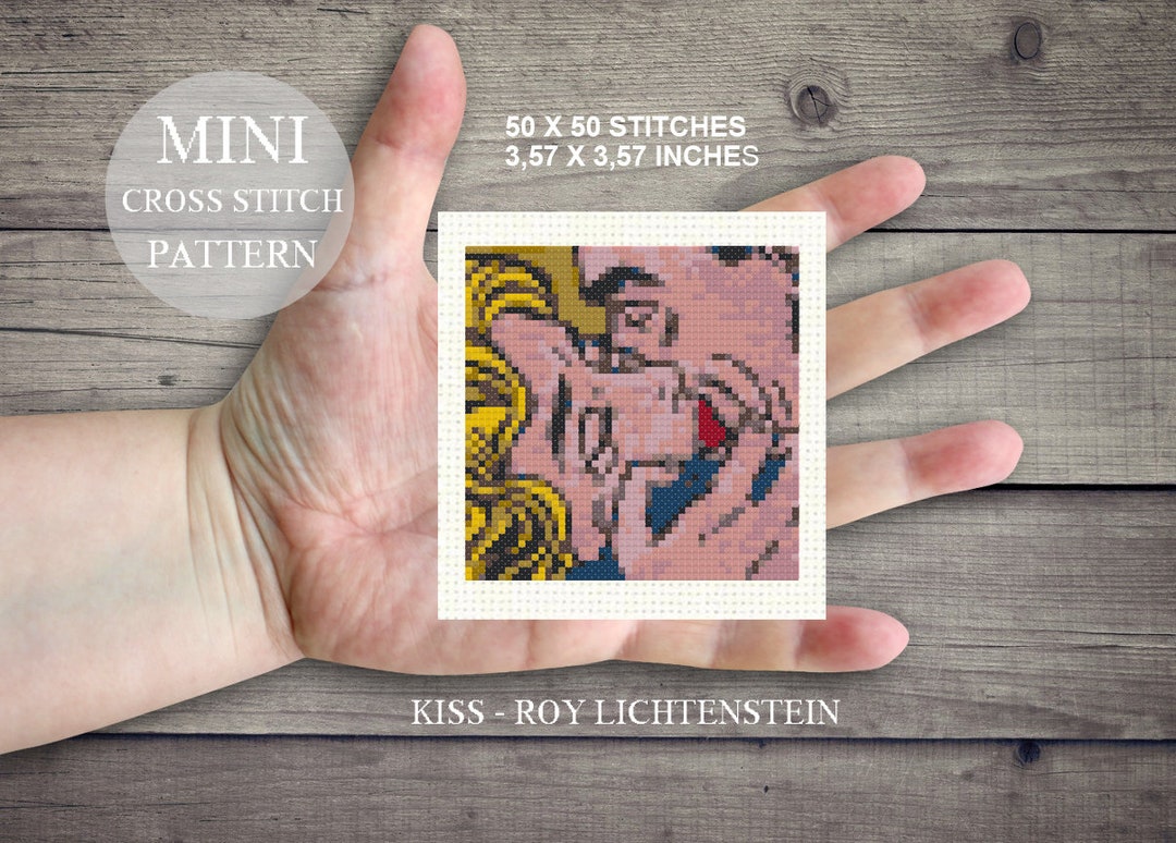 MINI Kiss Roy Lichtenstein Cross Stitch PDF Pattern. Kiss Love - Etsy