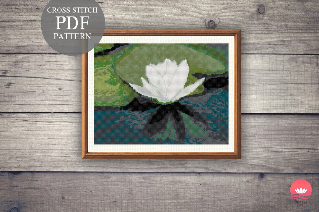 Water Lily Cross Stitch PDF Pattern. Lotus Flower Cross Stitch Pdf ...