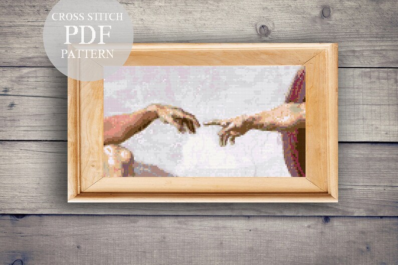 Creation of Adam Michelangelo Cross Stitch Pattern. - Etsy