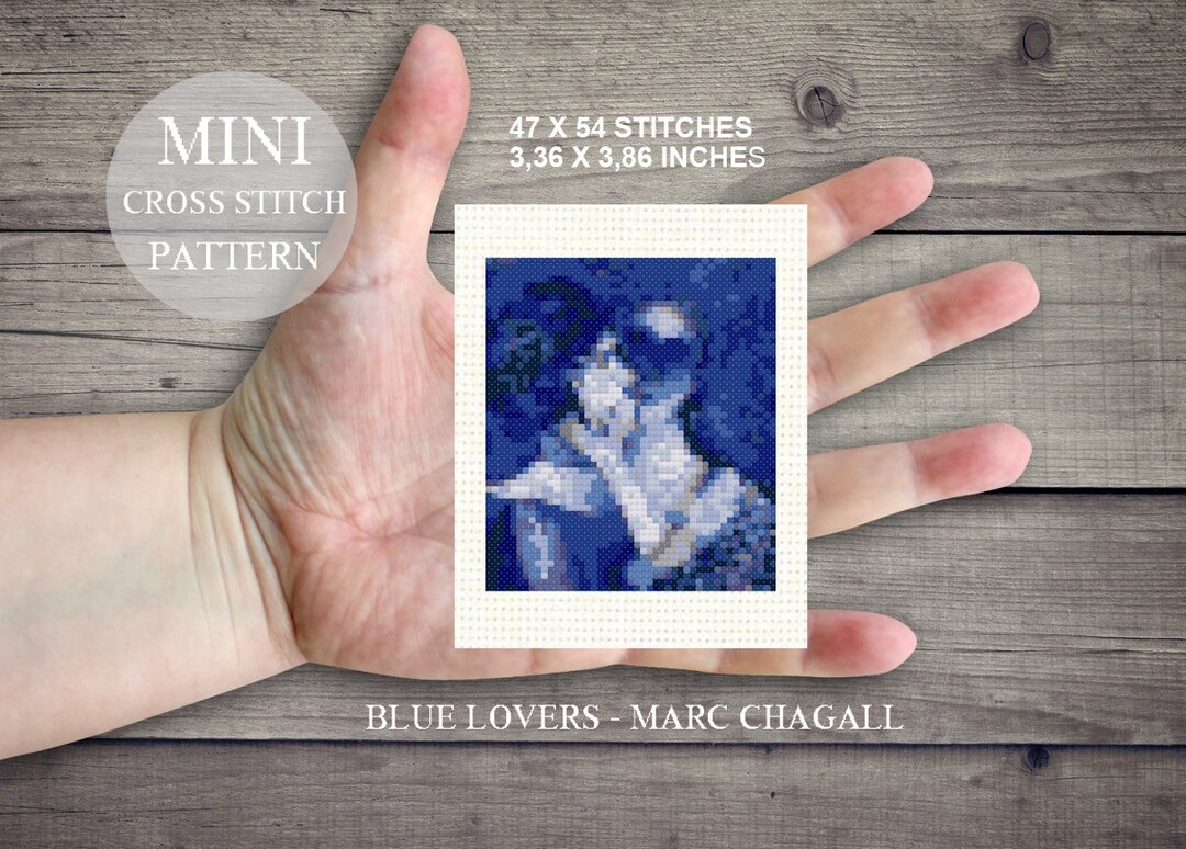 MINI Blue Lovers Marc Chagall Cross Stitch PDF Pattern. Famous - Etsy