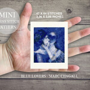 MINI Blue Lovers Marc Chagall Cross Stitch PDF Pattern. Famous - Etsy