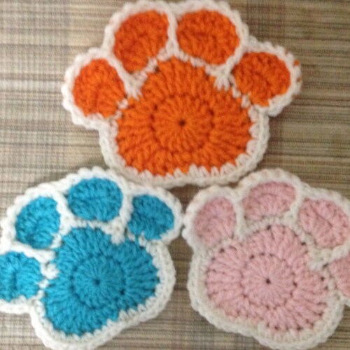 Crochet Cat and Paw Coaster Pattern Animal Coaster PDF - Etsy