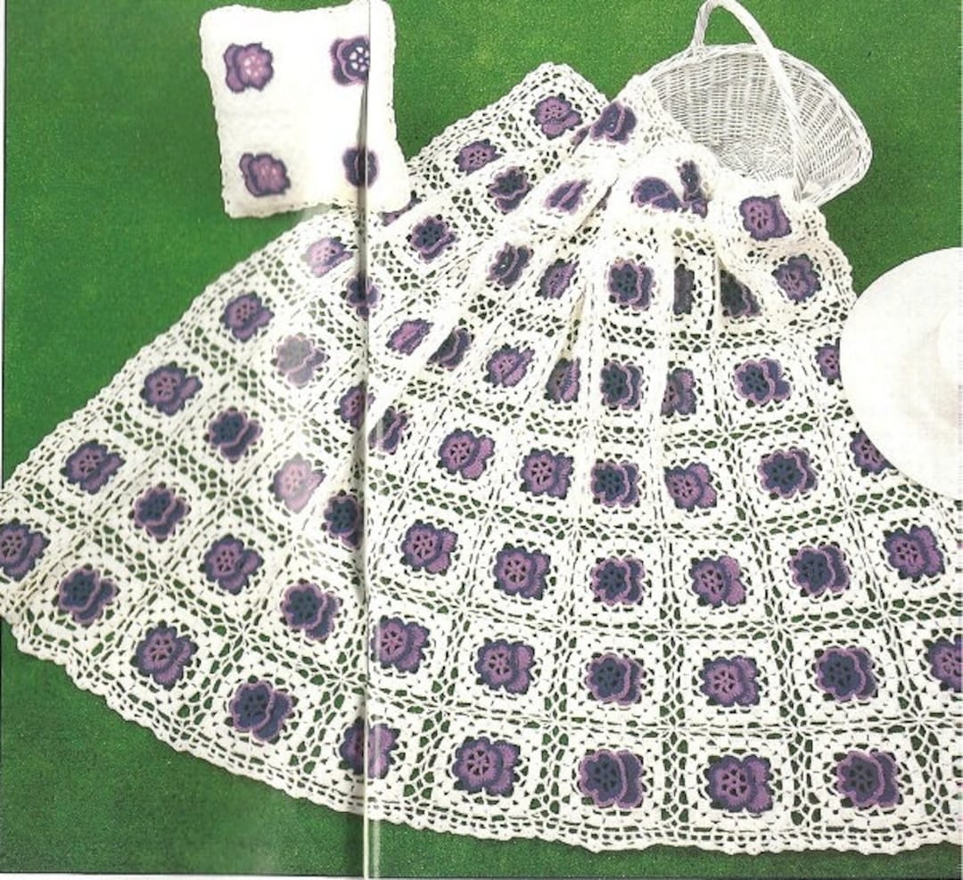 VINTAGE Crochet Pansy Pattern, Crochet Blanket Pattern, PDF Pansy Patch ...