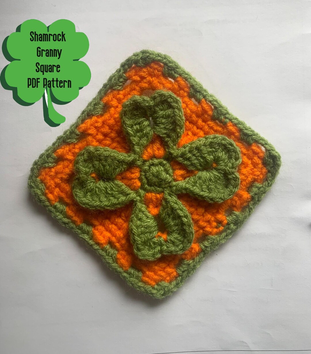 Granny Square Pattern-shamrock Granny Square- Crochet St. Patrick's Day ...