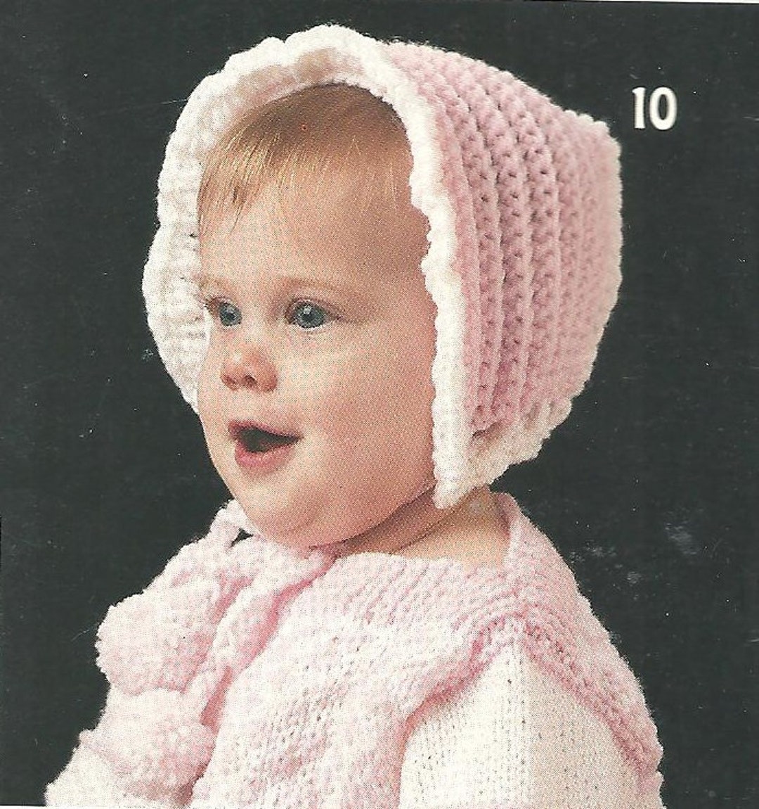 VINTAGE Bonnet Crochet Pattern, Crochet Girl's Pink Bonnet, Crochet Kid ...