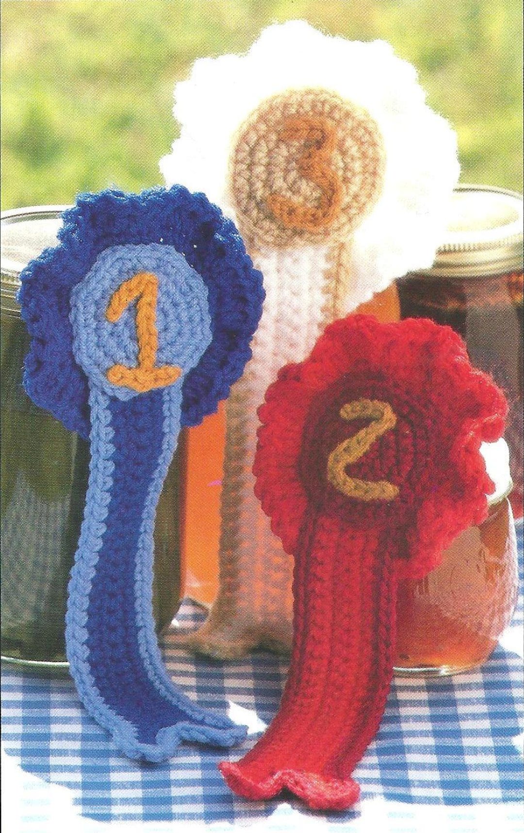 Vintage Crochet Winners' Badge Ribbons Pattern, Crochet Badge and ...