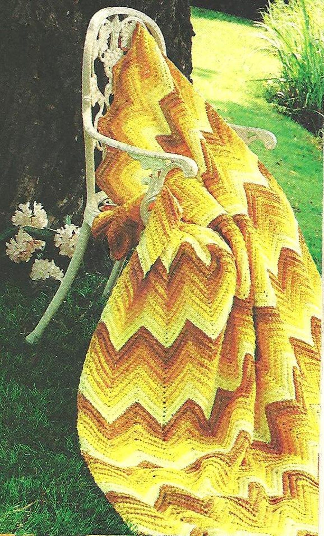 Vintage Crochet Four-color Ripple Afghan Pattern, Crochet Ripple ...