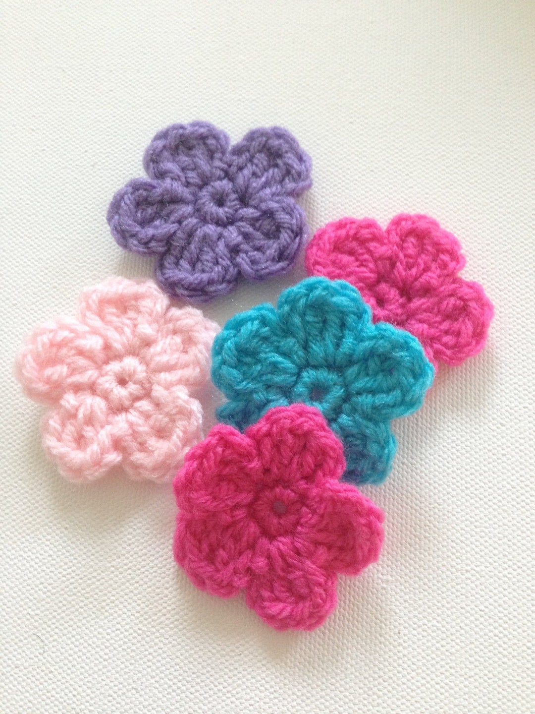 Crochet Applique Pattern, Crochet Flower Applique Pattern, Mini Flower ...