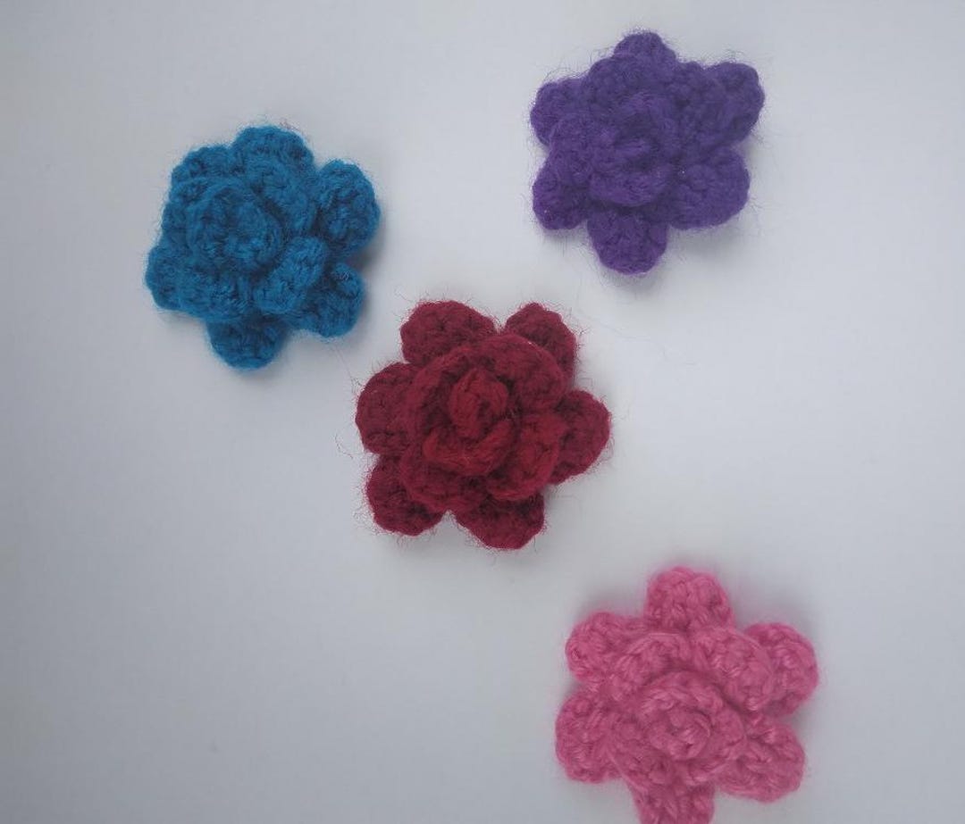Crochet Easy Mini Rose Pattern, Crochet Rose Applique Pattern for ...