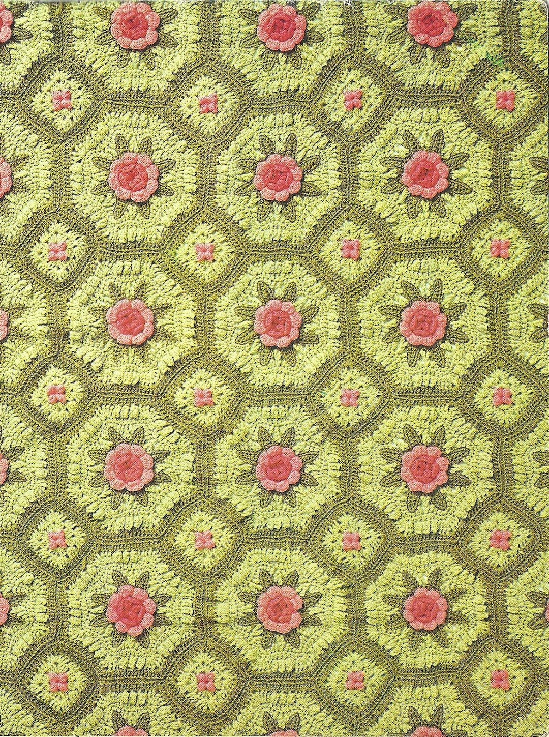 Vintage Octagon Crochet Afghan Pattern, Granny Square & Octagon Rose ...