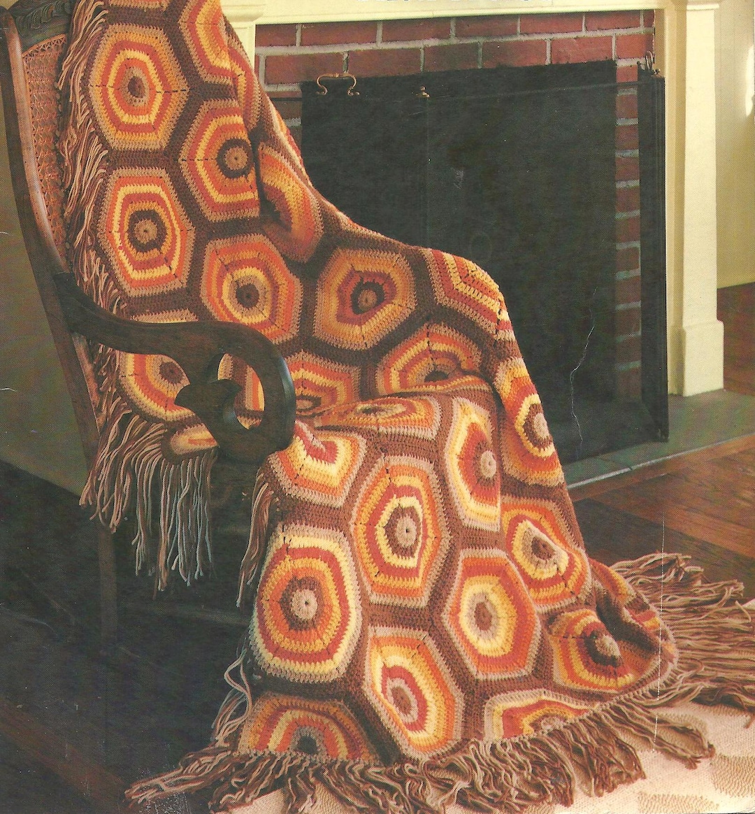 Vintage Hexagon Crochet Afghan Pattern Hexagon Granny Crochet Afghan ...
