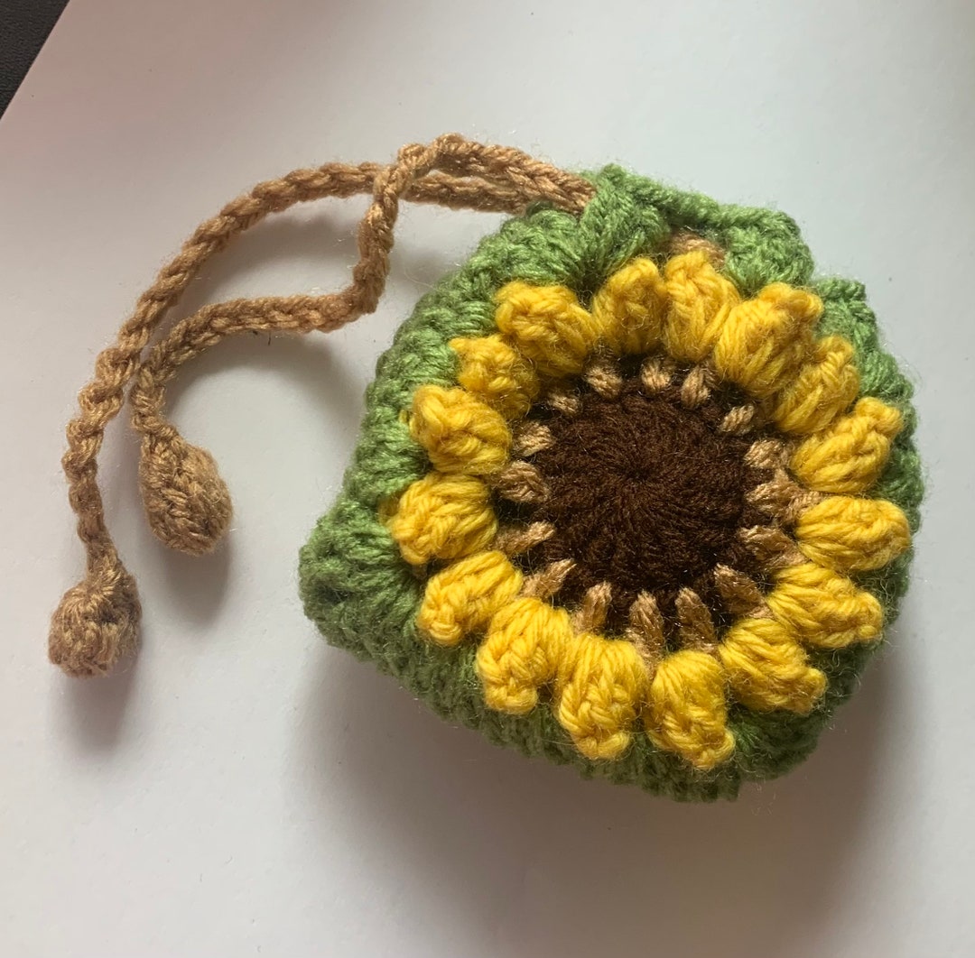 Sunflower Granny Square Pouch, Crochet Sunflower, Crochet Sunflower Pouch - PDF Crochet Pattern ...