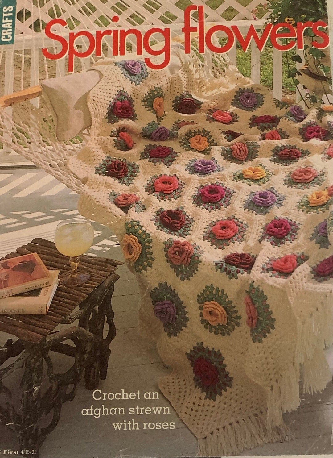 VINTAGE Spring Flower Granny Square Pattern, Crochet Flower Blanket ...