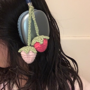 Strawberry Headphone Accessory, Crochet Headphone Accessory, Crochet ...