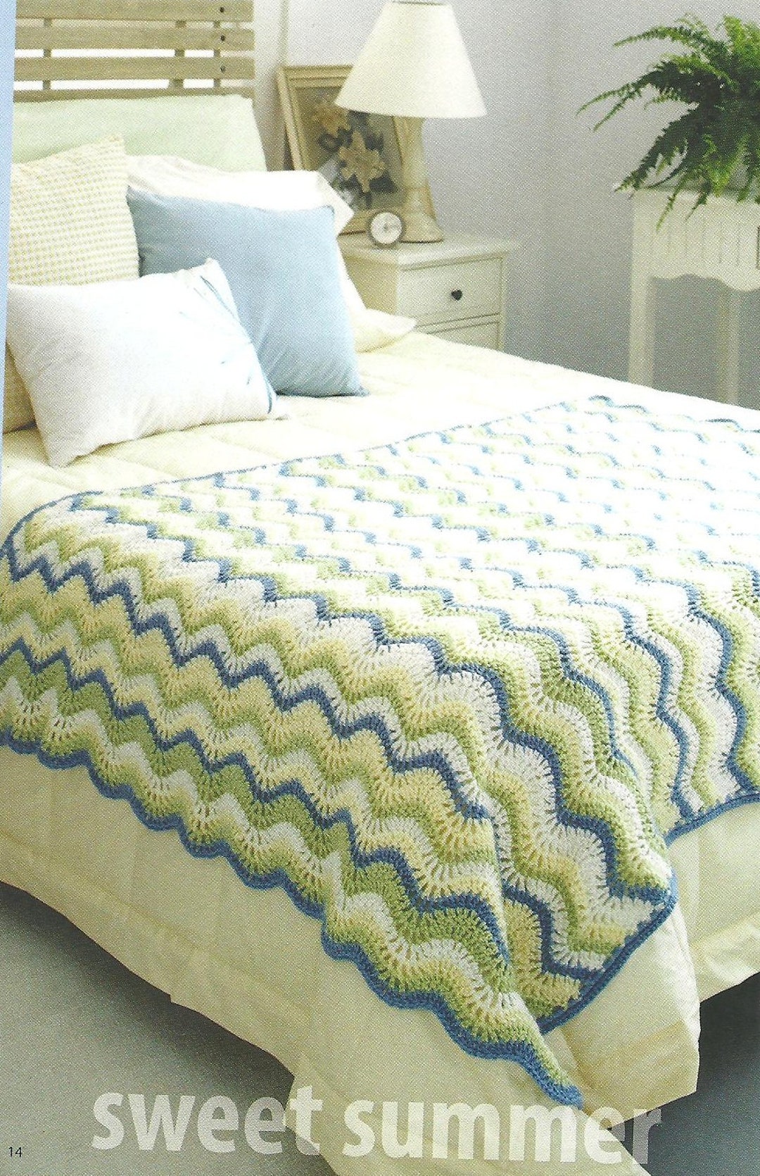 VINTAGE Summer Gentle Wave Ripple Afghan Pattern, Crochet Ripple Gentle ...