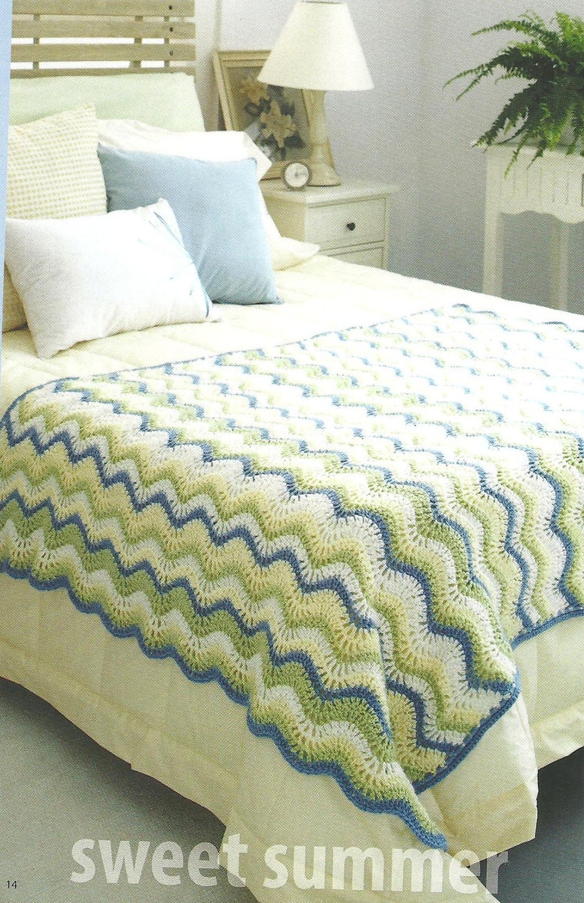 VINTAGE Summer Gentle Wave Ripple Afghan Pattern, Crochet Ripple Gentle ...