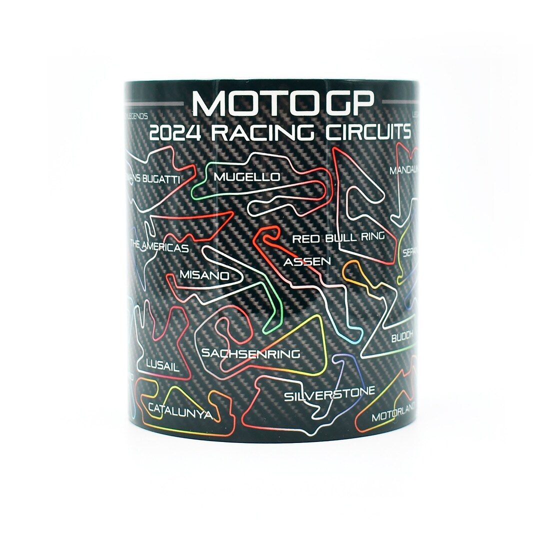 Motogp 2024 Season Racing Circuits Mug / Carbon Fiber / Race Outlines ...