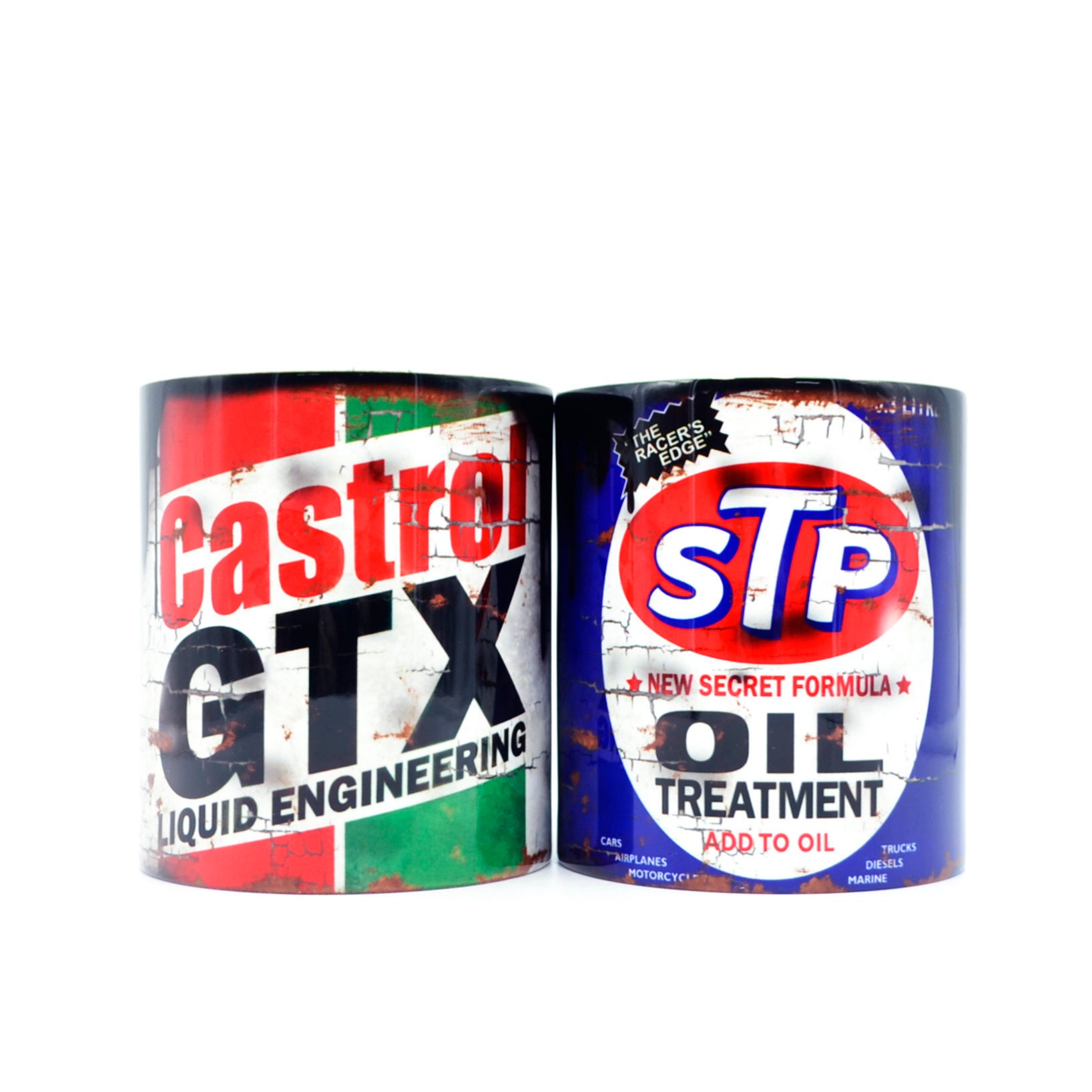 Set of 2 Vintage GTX & STP Motor Oil Mugs / Motorcycle / Cars / Racing ...