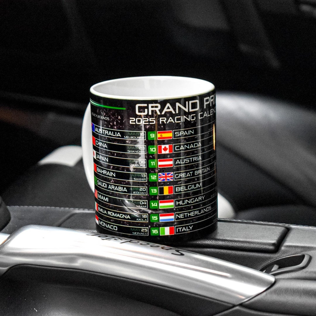 Grand Prix 2025 Calendar Mug - Racing Green Edition - Season - Fans - F ...