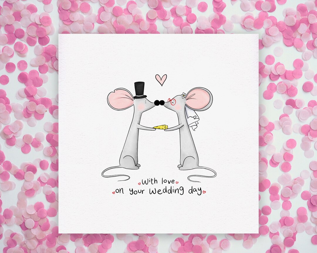 With Love on Your Wedding Day, Cute Greetings Card for a Married Couple ...