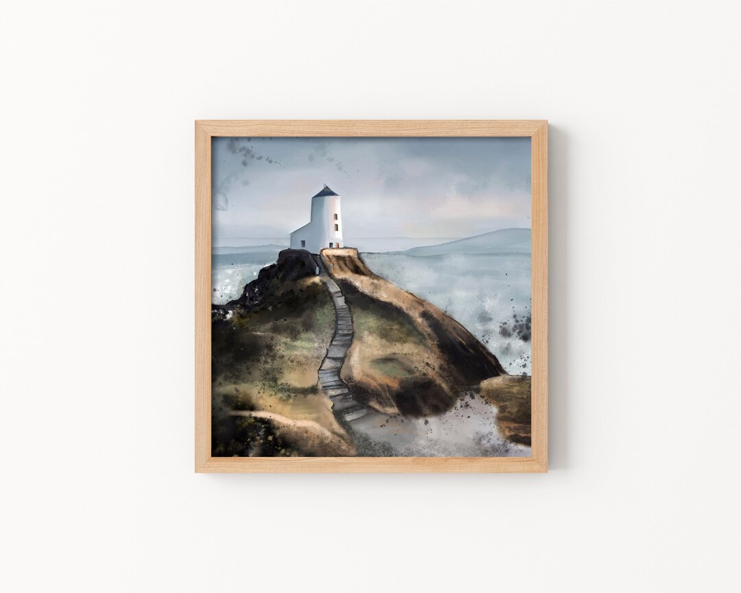 Welsh Cliffside Print - Illustration, Perfect Gift, Square Print ...
