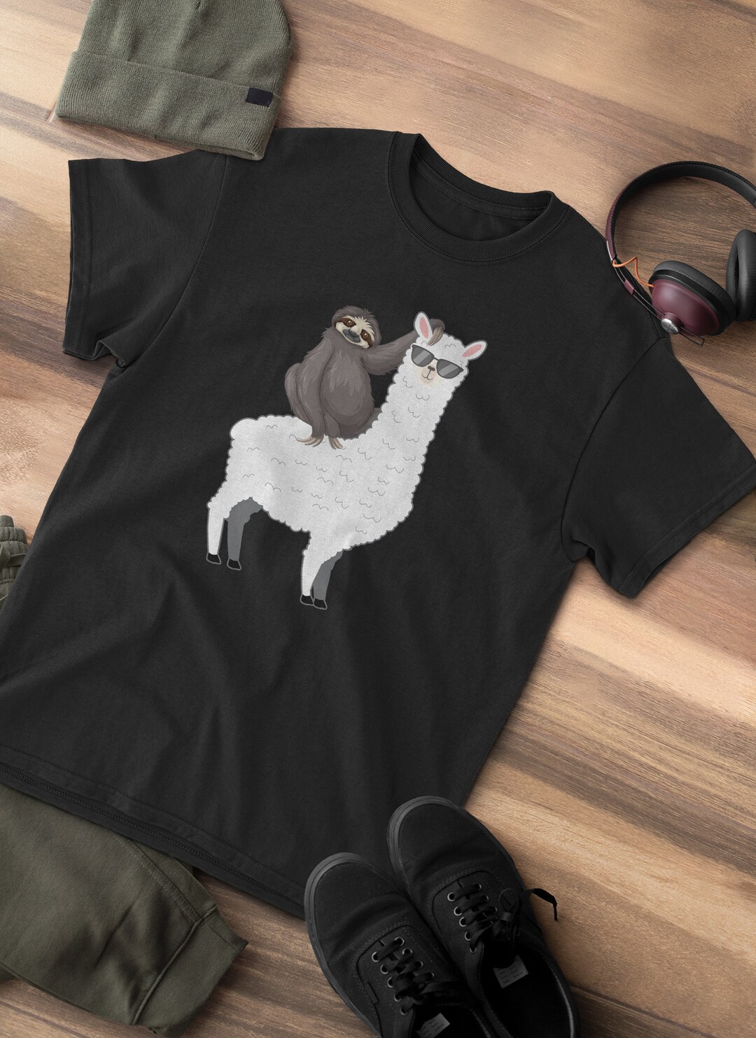 Regalos de Sloth Riding Llama / Camiseta de alpaca con gafas de sol ...