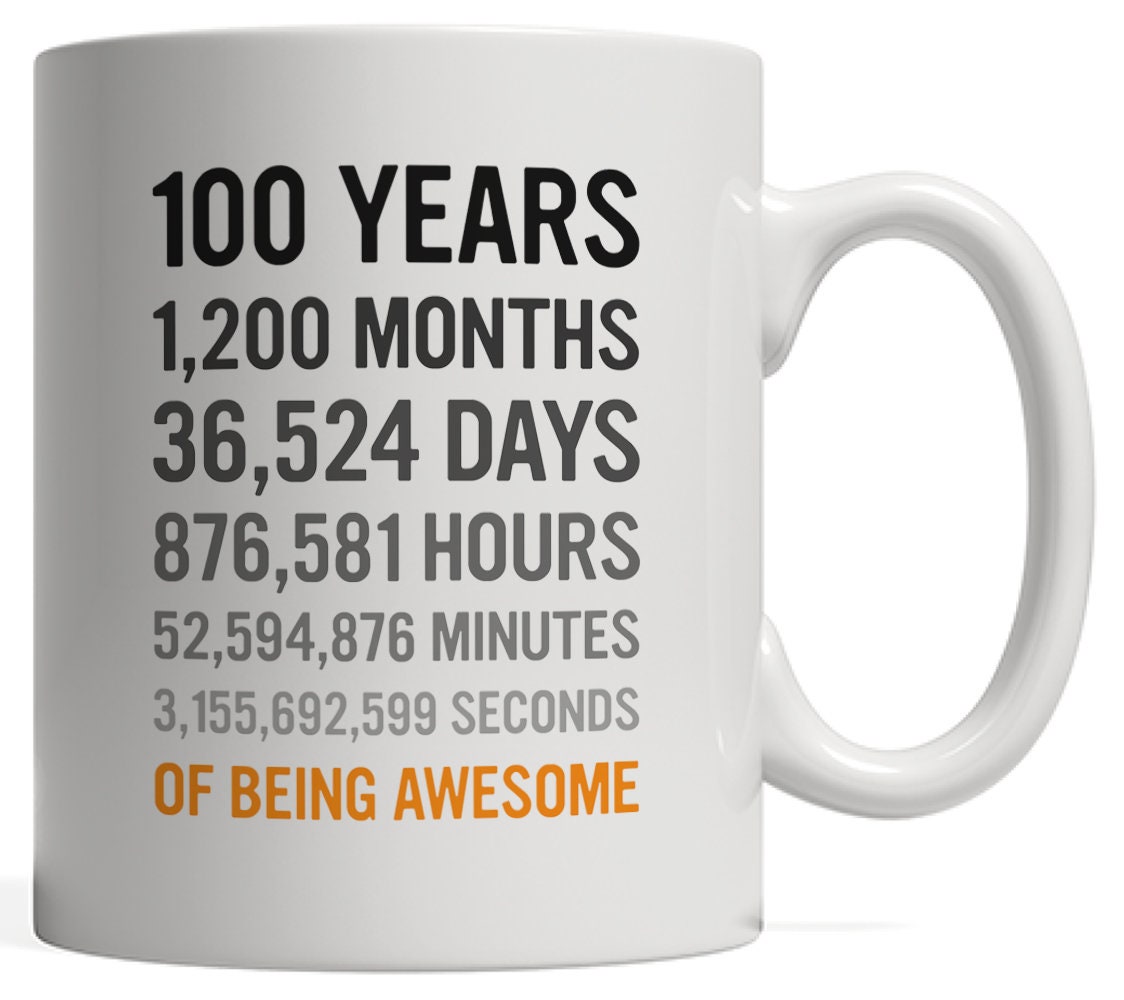 100th Birthday Gift 100 One Hundred Years Old, Months Hours Minutes ...