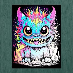 30 Adorable Creepy Monsters Coloring Pages Book, Cute Horror Adult ...