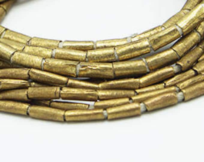 100 Handmade Ethiopian Tube Beads 3x7mm Recycled Brass Hand-forged ...