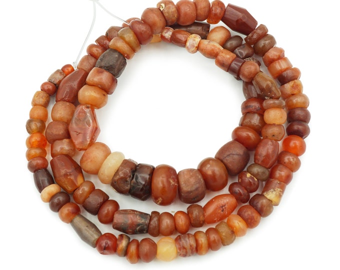 Ancient Mix of Excavated Carnelian Stone Beads From Mali (8-10mm) Over ...
