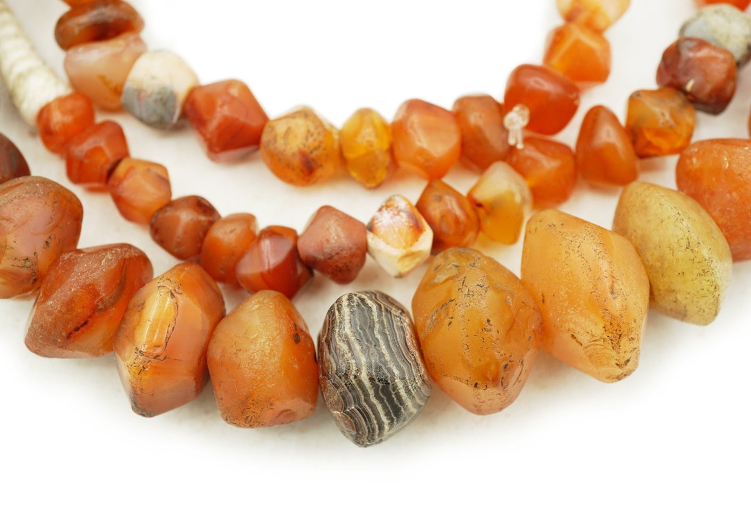Large Ancient Excavated Carnelian Stone Beads From Mali 8-22mm Faceted ...