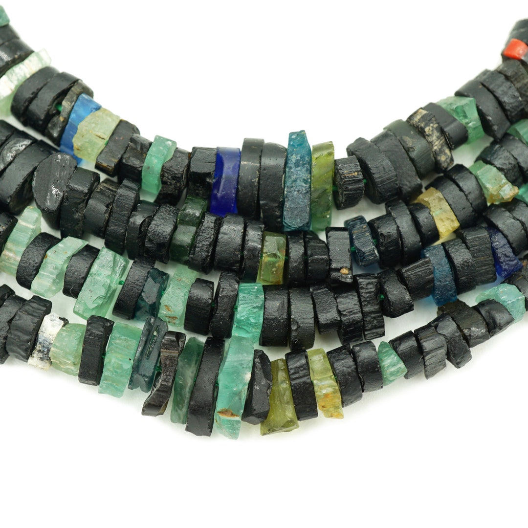 Afghan Ancient Roman Glass Fragment Beads (4-9mm) Full Strand Blue ...