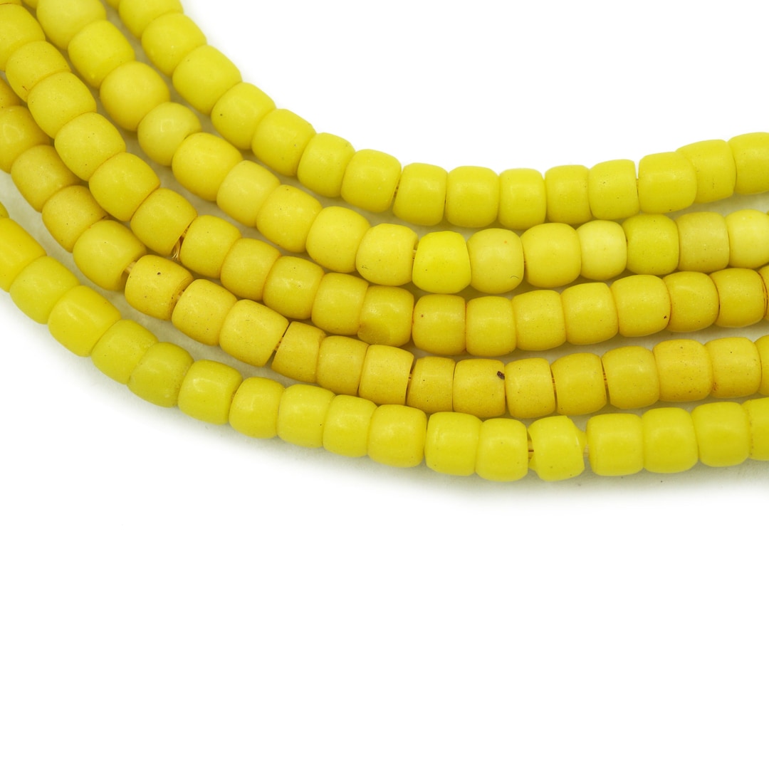Vintage Matte Lemon Yellow Kenya Turkana and Maasai Beads (5mm ...