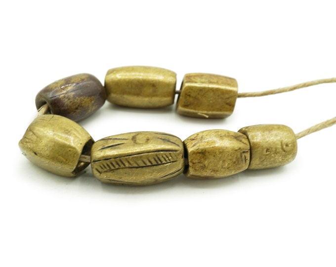 Old Brass African Rustic Beads (10-12mm) From Togo Africa Large Rustic ...