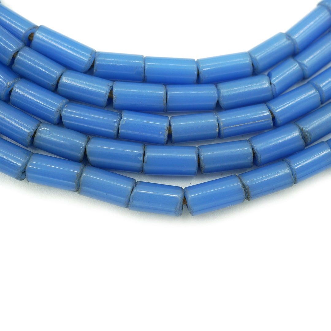 Vintage African Blue Glass Tube Beads (5x9mm) African Trade Beads From ...